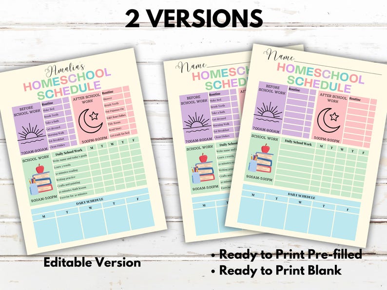 Editable Homeschool Schedule, Kids Homeschool Planner for Kids ...