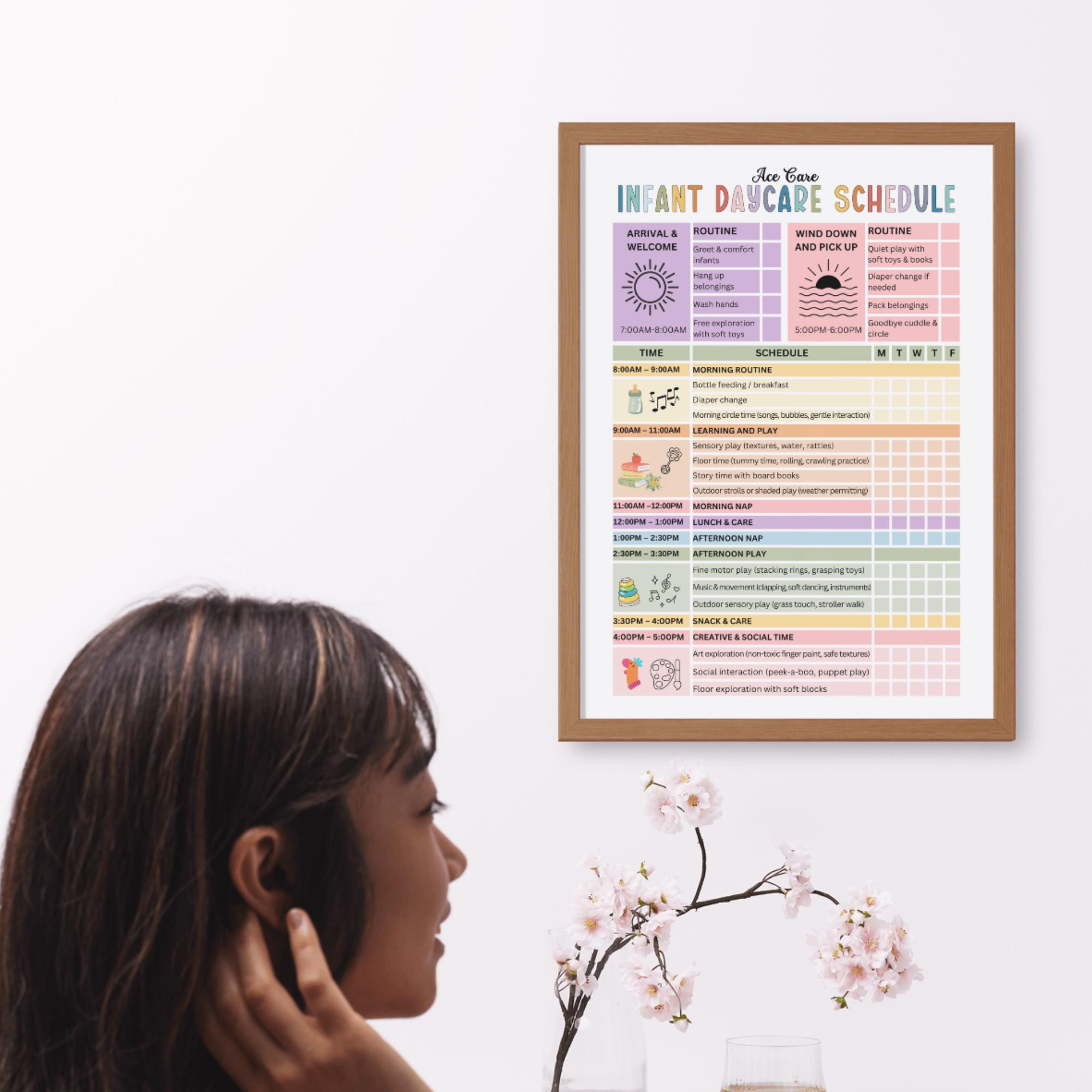 Editable Daycare Schedule for Infants, Infant Schedule, Childcare ...
