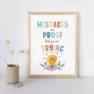Mistakes Are Proof That You Are Trying Poster, Growth Mindset Poster ...