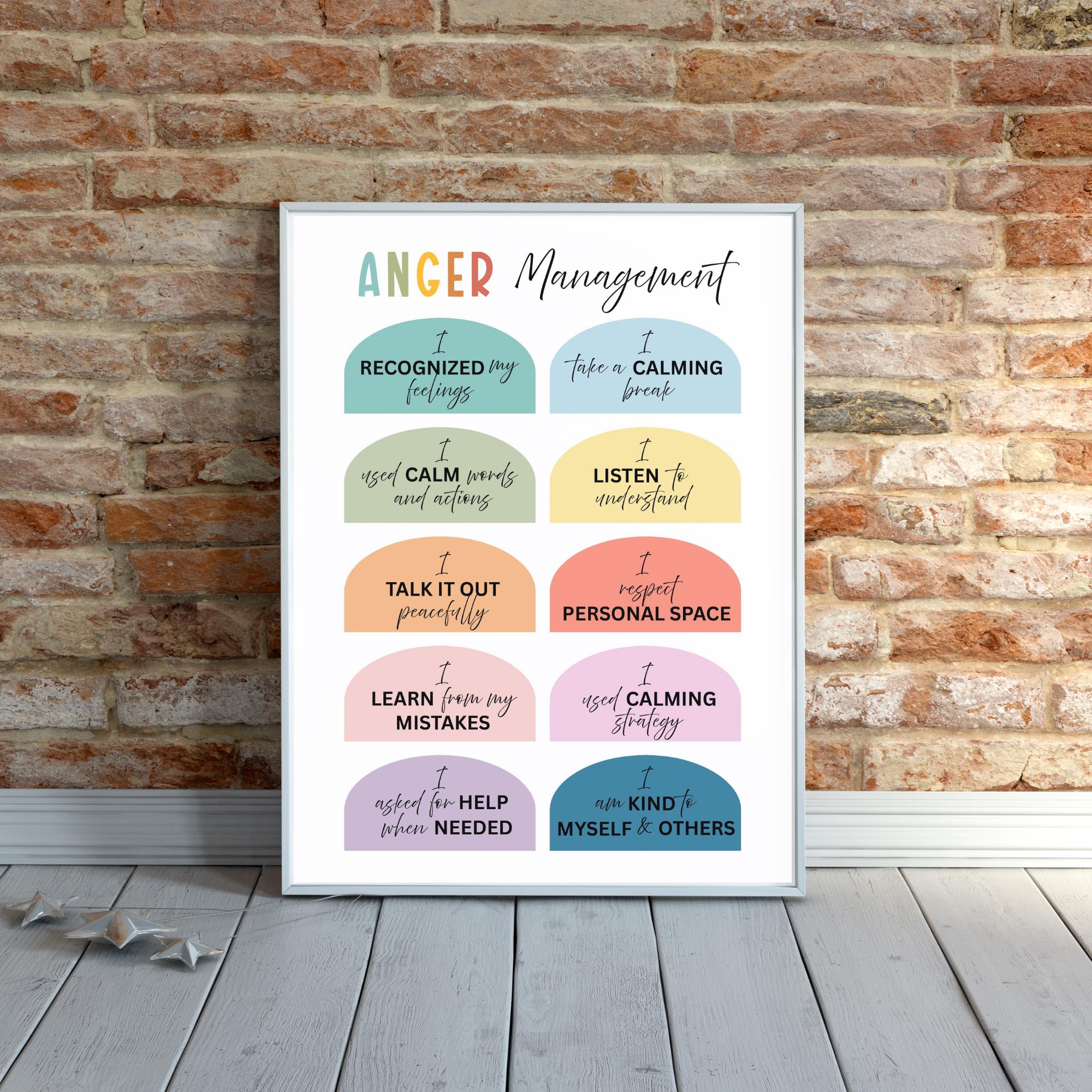 Printable Anger Management Poster for Kids, Homeschool Decoration ...
