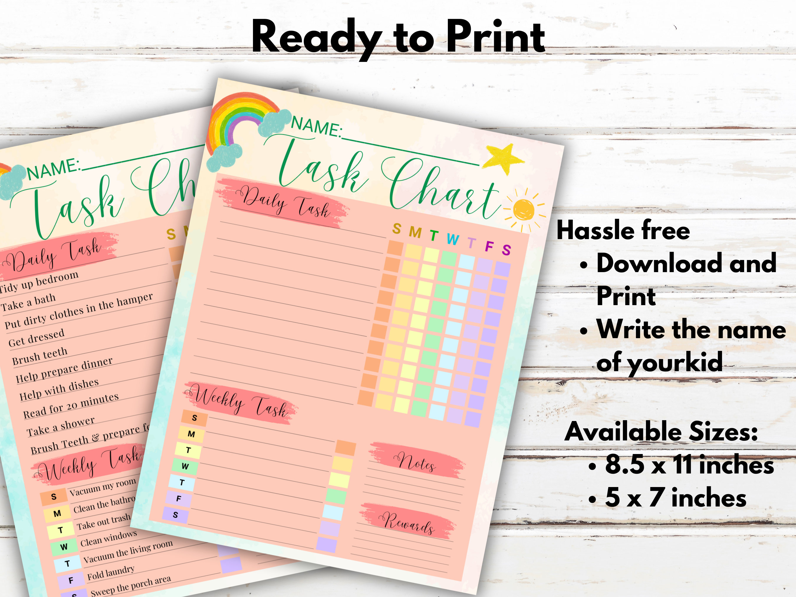Editable Kids Task Tracker, Chore Chart for Kids, Daily Routine Chart ...