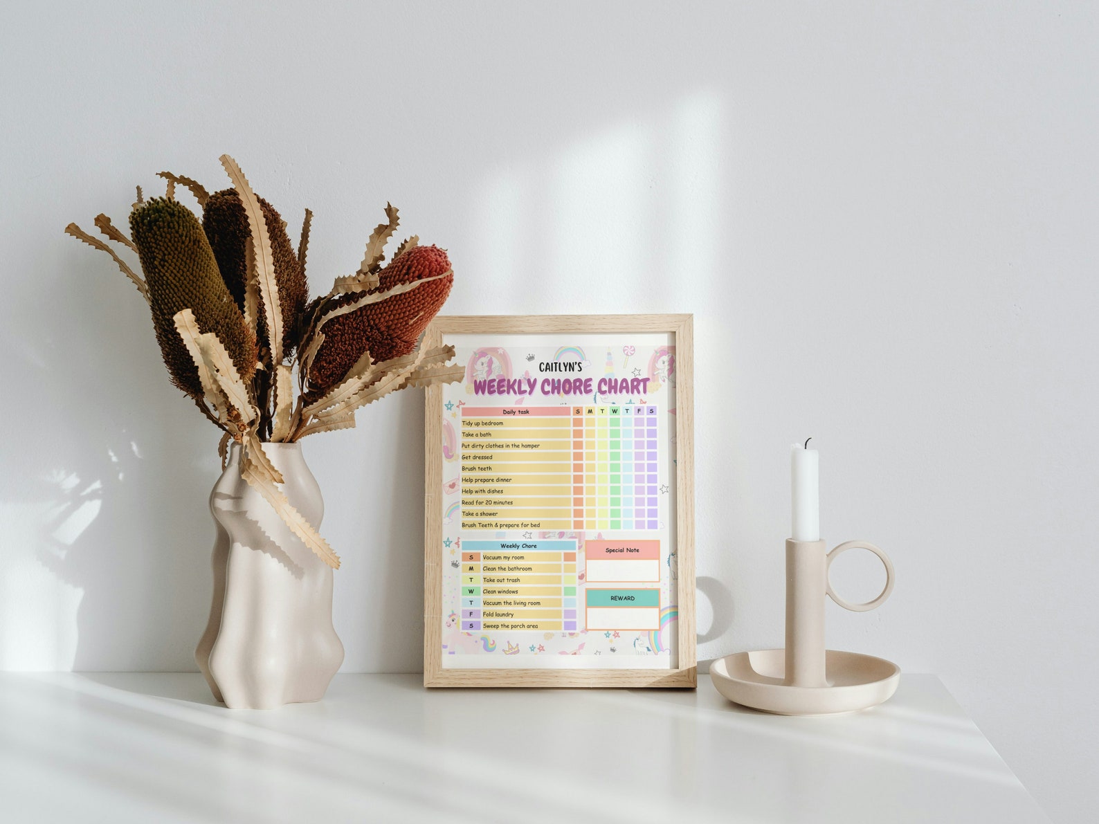 Unicorn Kids Task Chart Kids Chore Chart Printable Editable Chore Chart ...