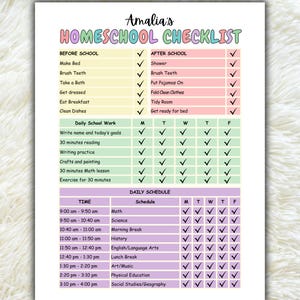 Editable Homeschool Planner, Kids Homeschool Schedule Checklist, Kids ...