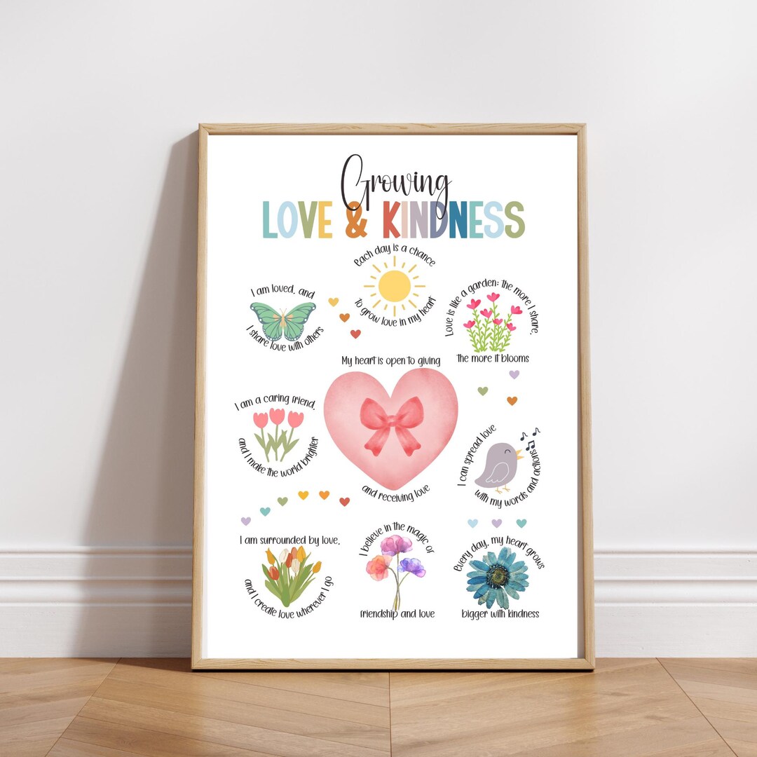 Love & Kindness Poster, Affirmation Poster, Classroom Decor, Homeschool ...