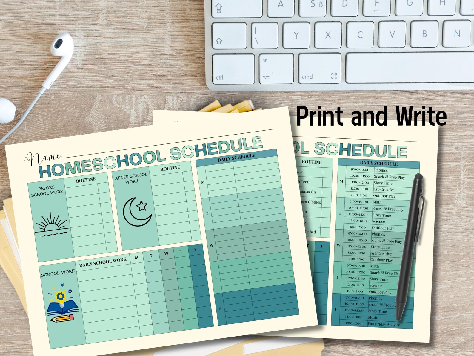 Editable Kids Homeschool Schedule, Homeschool Checklist, Classroom ...