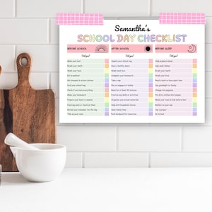 Editable Kids Before and After School Checklist, School Day Checklist ...