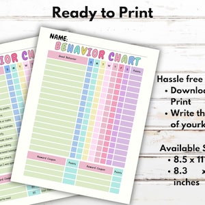 Editable Kids Behavior Chart, Behavior Tracker, Behavior Checklist ...