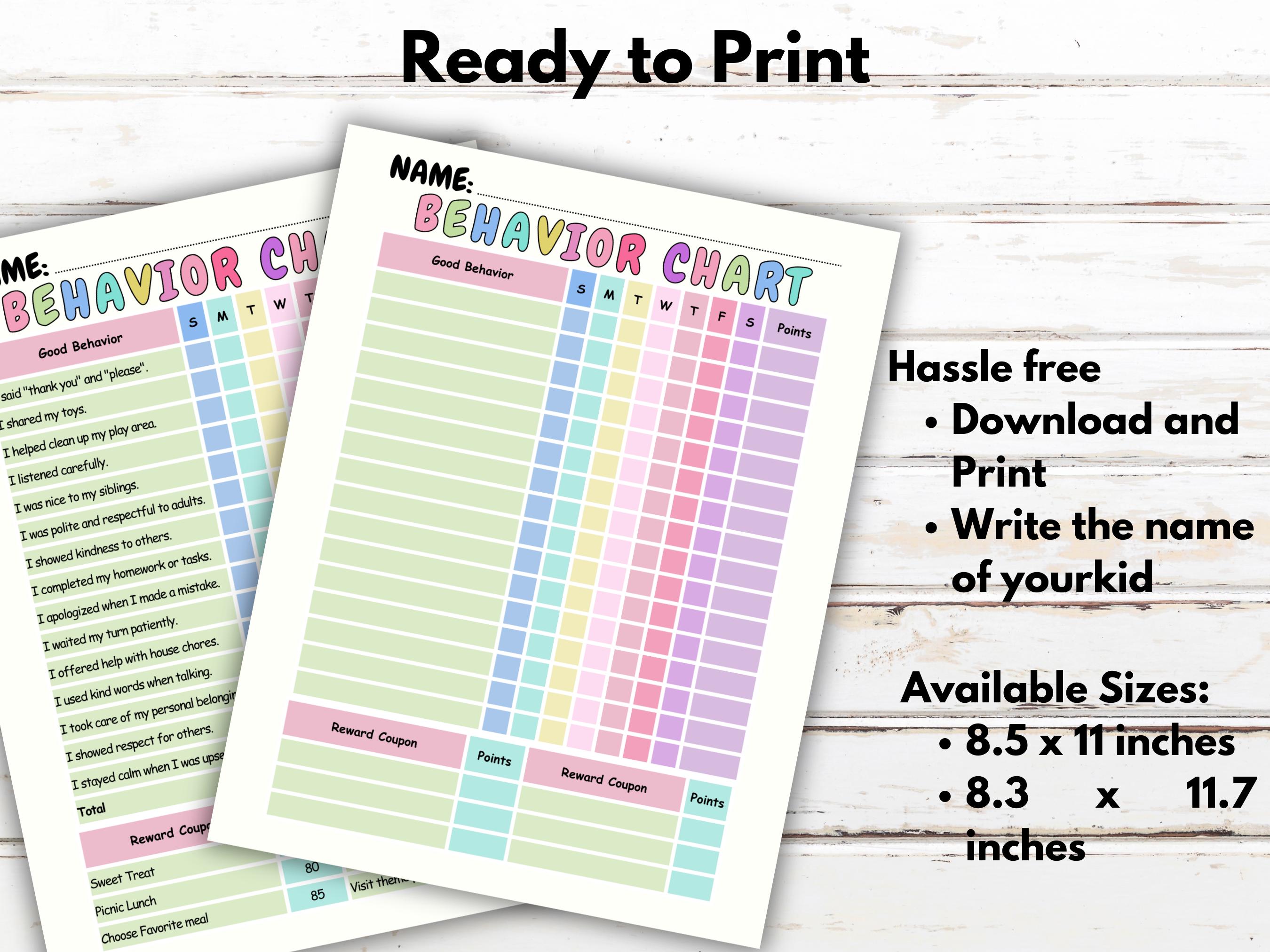 Kids Behavior Chart, Good Behavior Reward System (digital Download) - Etsy