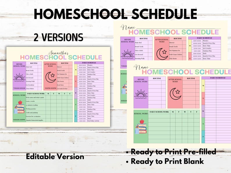 Editable Kids Homeschool Schedule, Homeschool Schedule, Homeschool ...