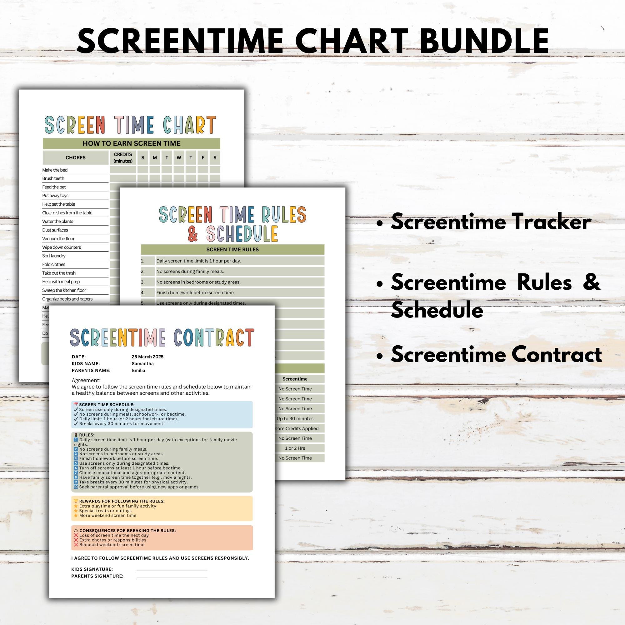 Editable Screentime Chart, Screen Time Tracker, Screen Time Schedule ...