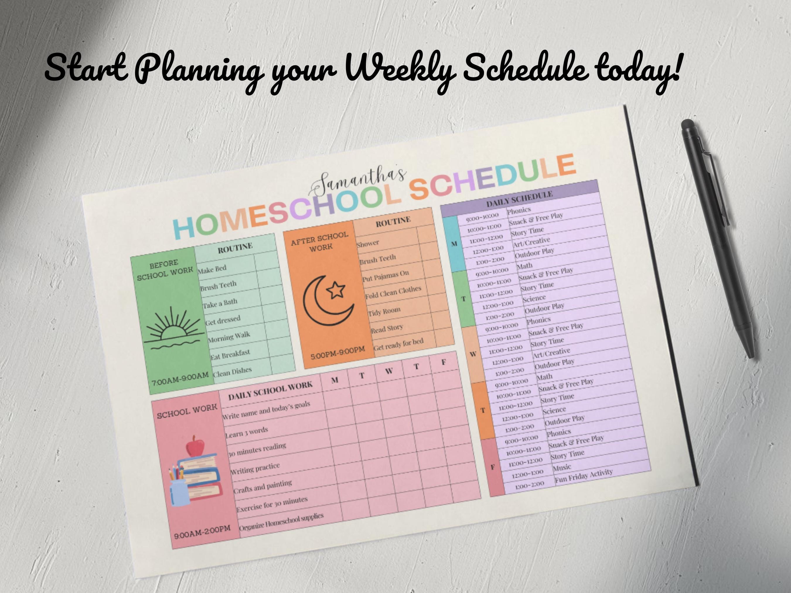 Editable Kids Homeschool Schedule, Homeschool Schedule, Homeschool ...