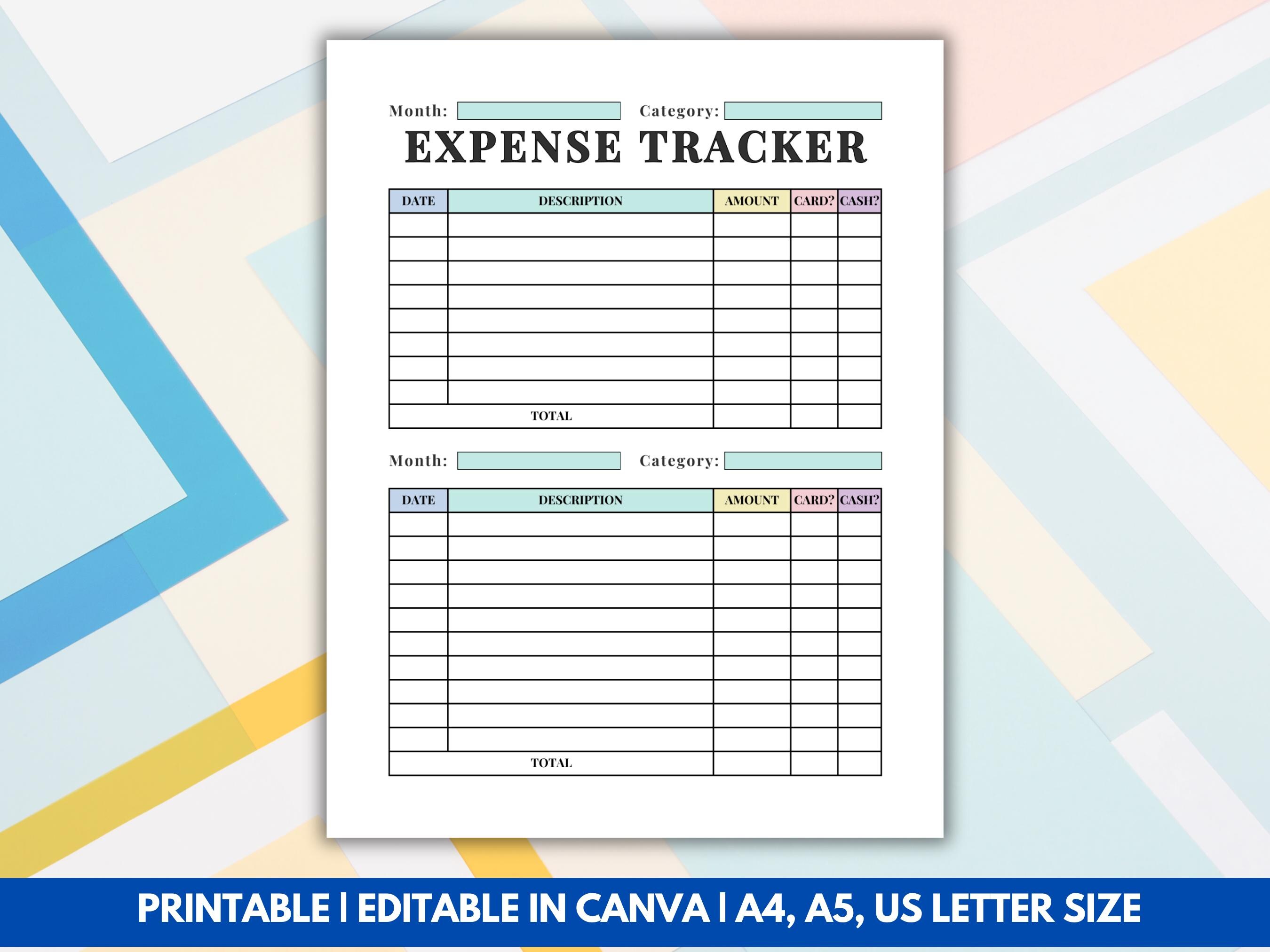 Editable Monthly Expense Tracker, Printable Expense Checklist, Expense ...