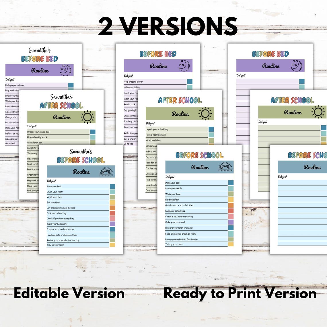 Editable Kids School Routine Chart, Daily Checklist (digital Download ...