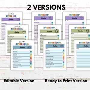 Editable School Day Routine Chart, Before School After School Routine ...