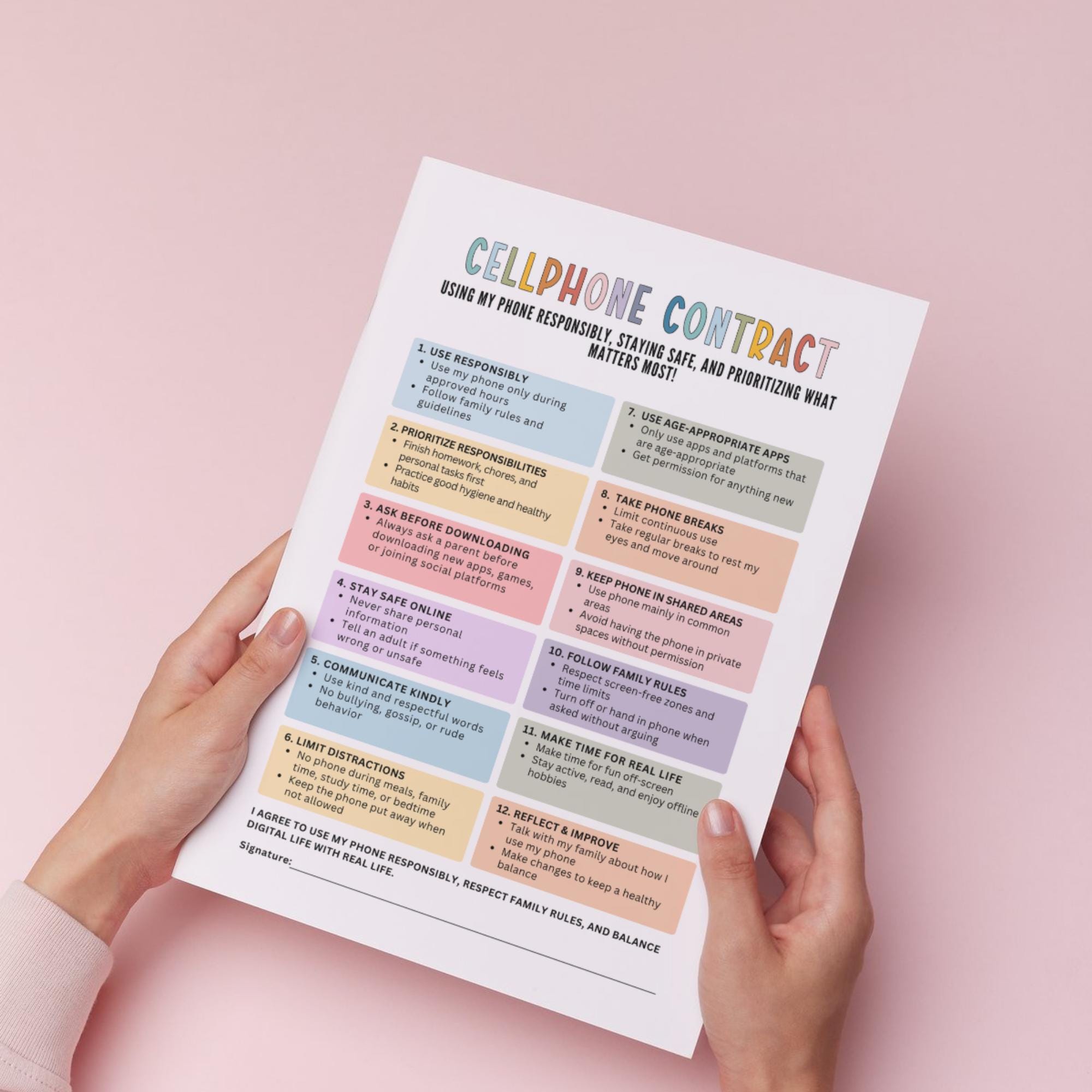 Editable Cellphone Contract for Kids, Kids Phone Agreement, Printable ...