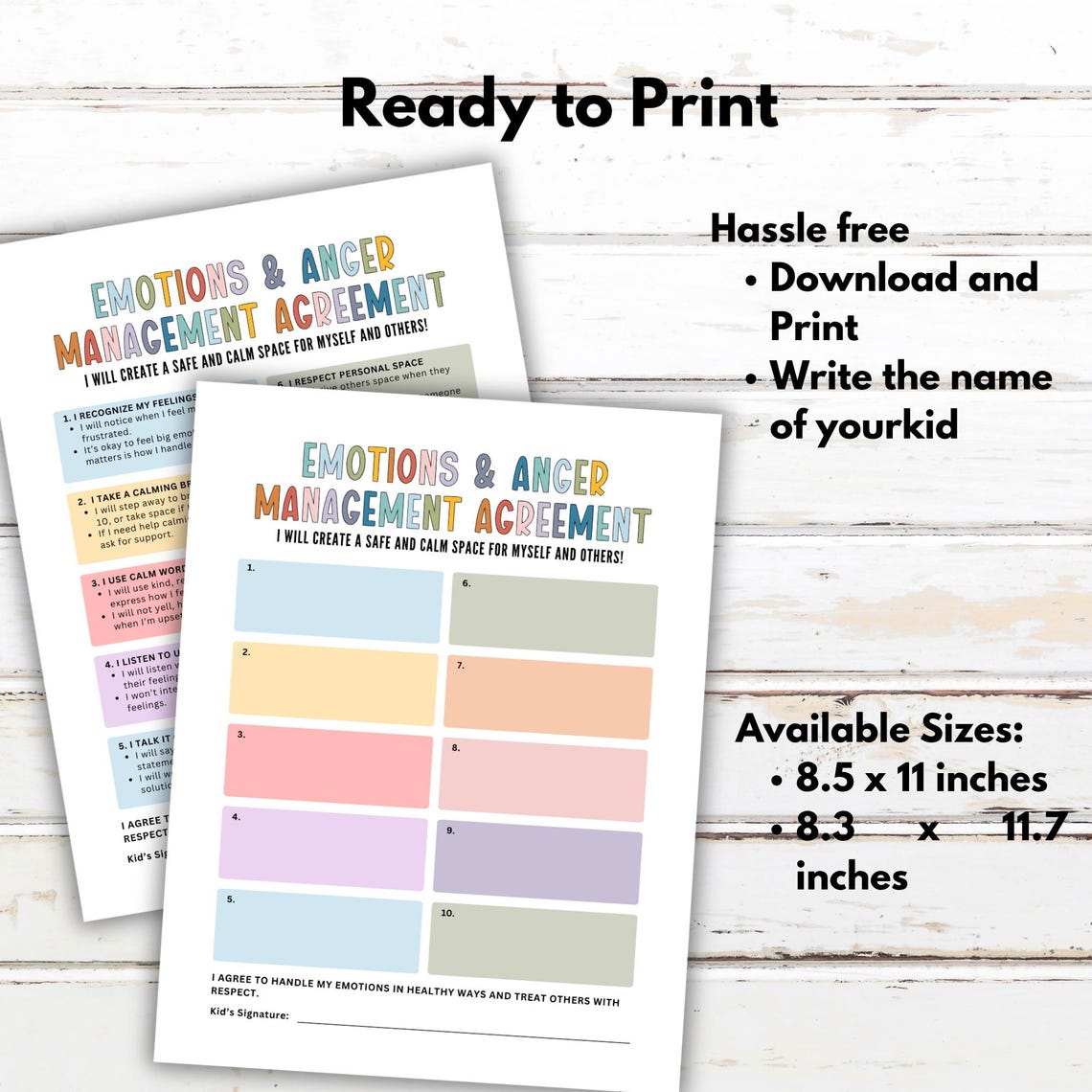 Editable Anger Management Chart for Kids, Emotions Management, Calming ...