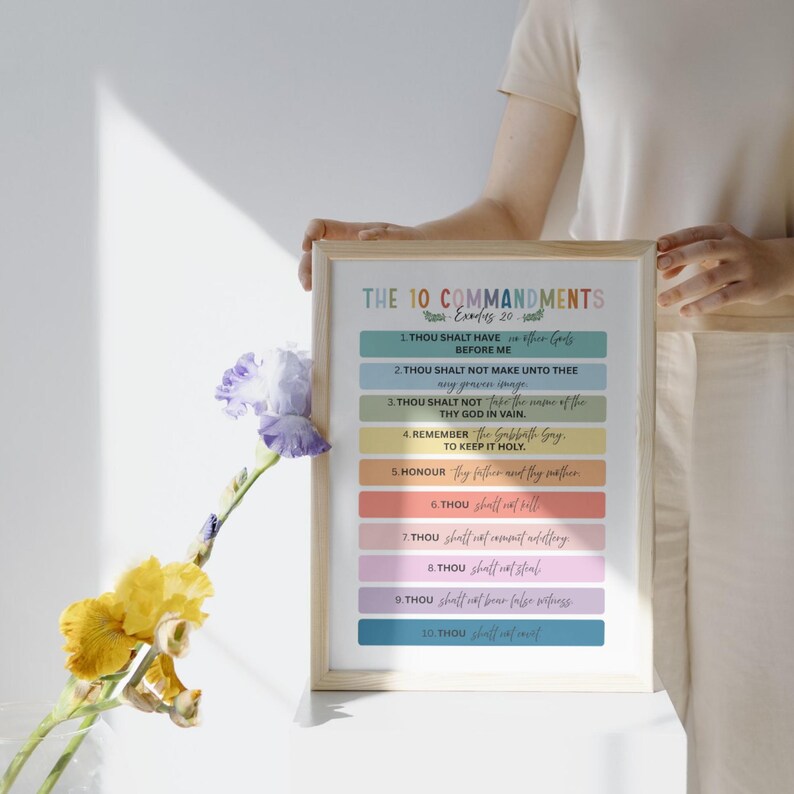The 10 Commandments Printable Poster, Classroom Decoration, Christian ...