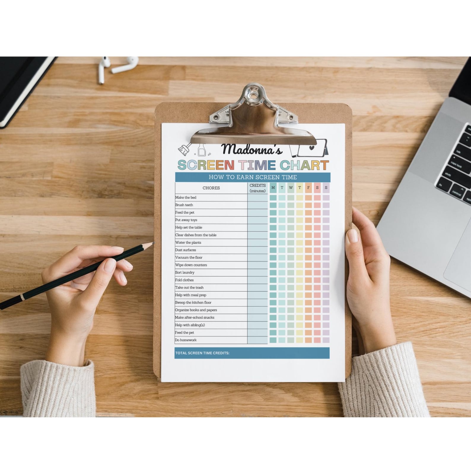Kids Screen Time Chart, Gadget Chart for Kids, Screen Time Tracker ...