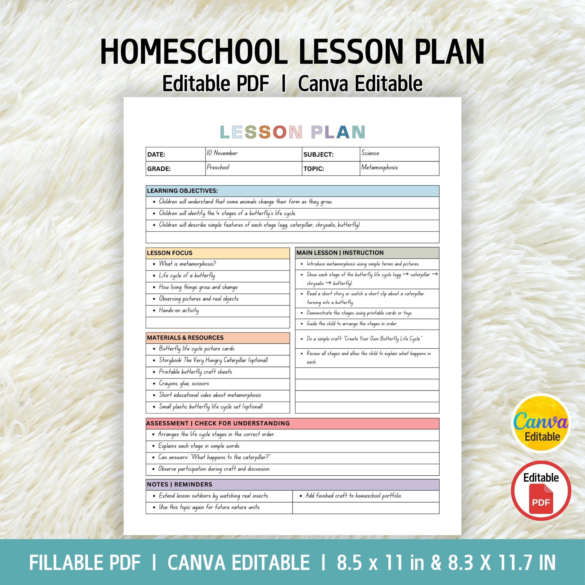 Editable Daily Homeschool Lesson Plan Template, Homeschool Planner ...