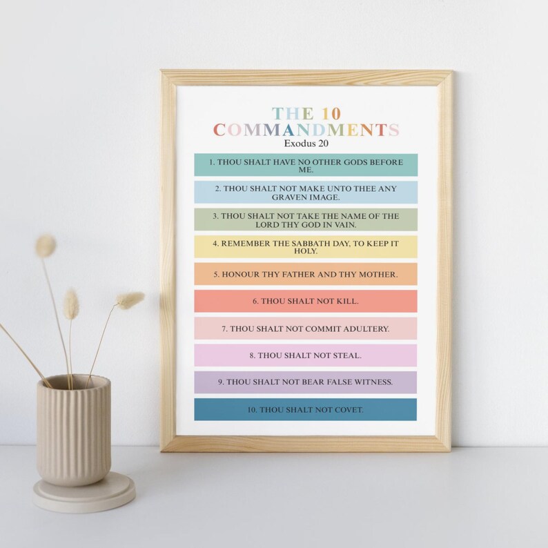 The 10 Commandments Printable Poster, Religious Poster, Classroom ...