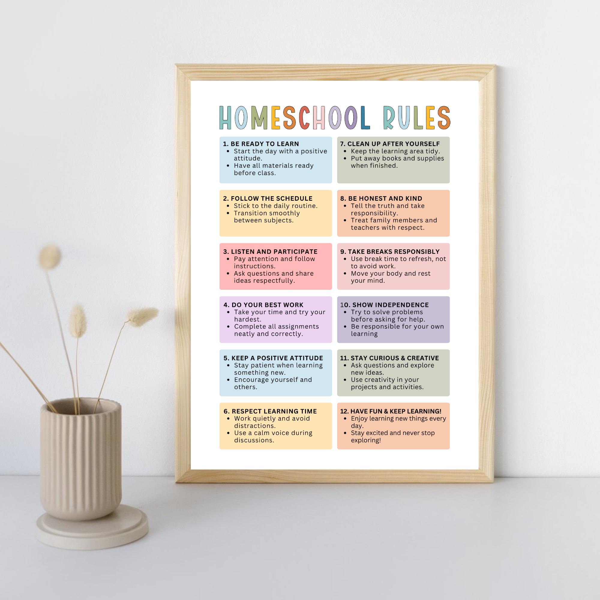 Editable Homeschool Rules, Classroom Behavior Agreement for Kids ...