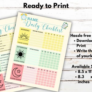 Editable Kids Daily Checklist: School Routine Chart (digital Download ...