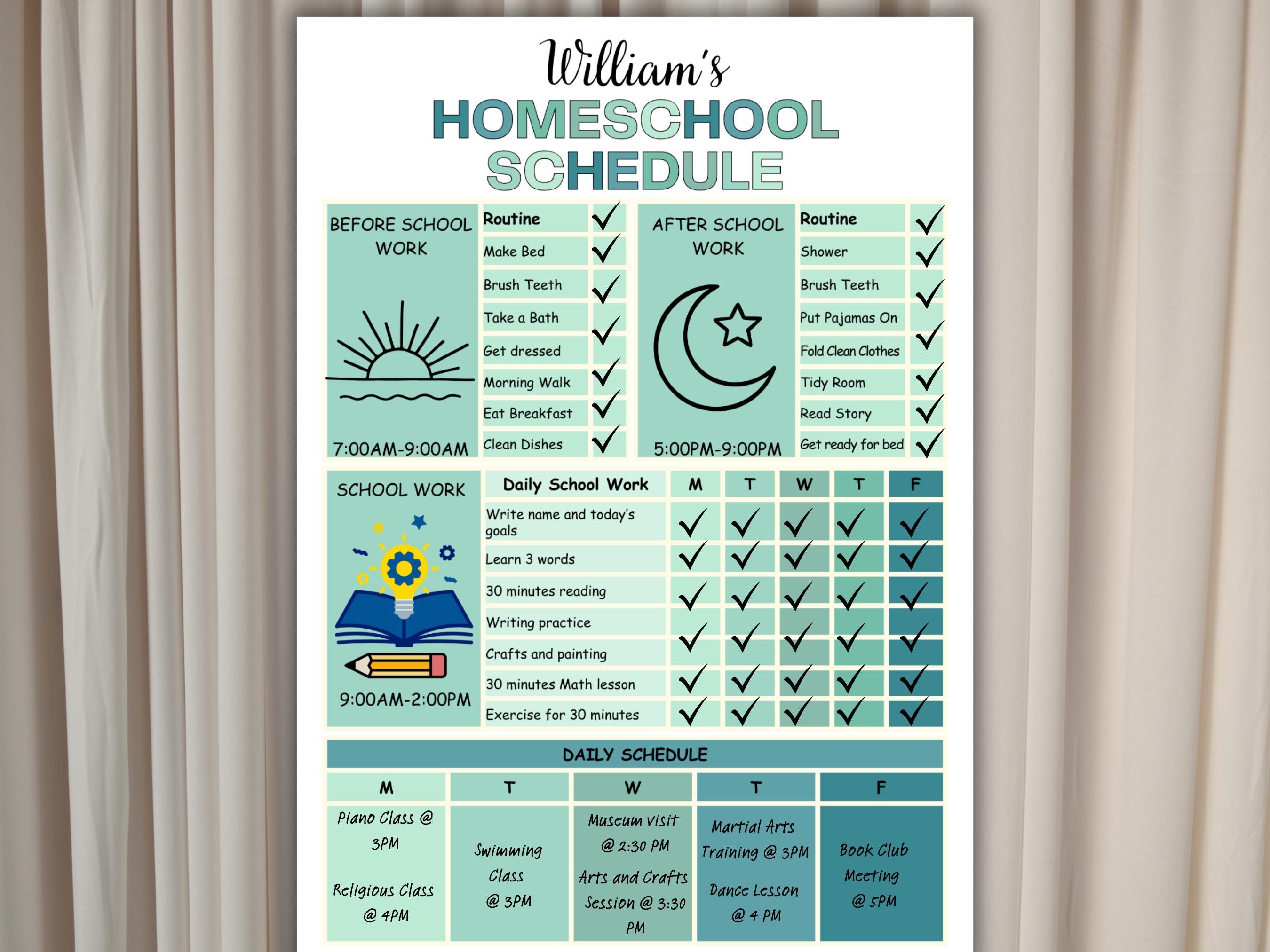 Editable Kids Homeschool Schedule, Homeschool Planner for Kids ...