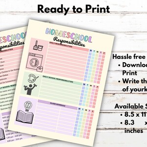 Kids Homeschool Responsibilities Chart, Kids Homeschool Chore Chart ...