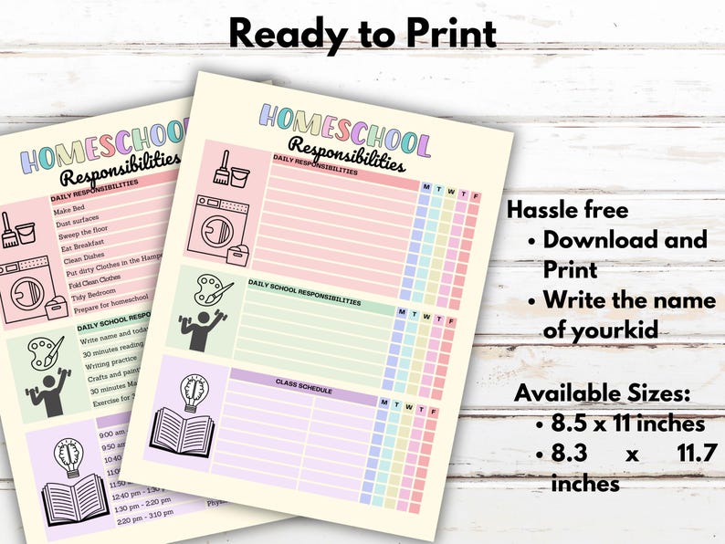 Kids Homeschool Responsibilities Chart, Kids Homeschool Chore Chart ...