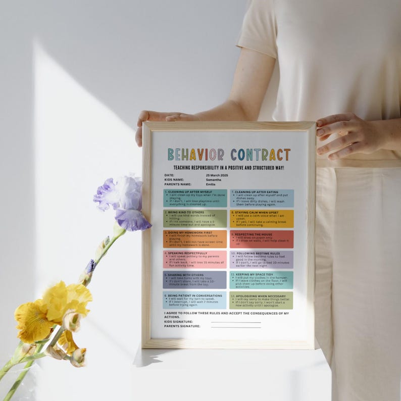 Behavior Contract, Behavior Agreement for Kids, Action Behavior ...