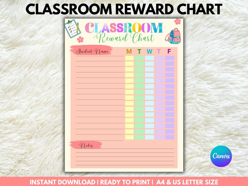 Classroom Reward Chart, Homeschool Reward Chart, Homeschool Kids Daily ...