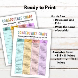 Editable Kids Action Consequence Chart, Behavior Consequence Chart ...