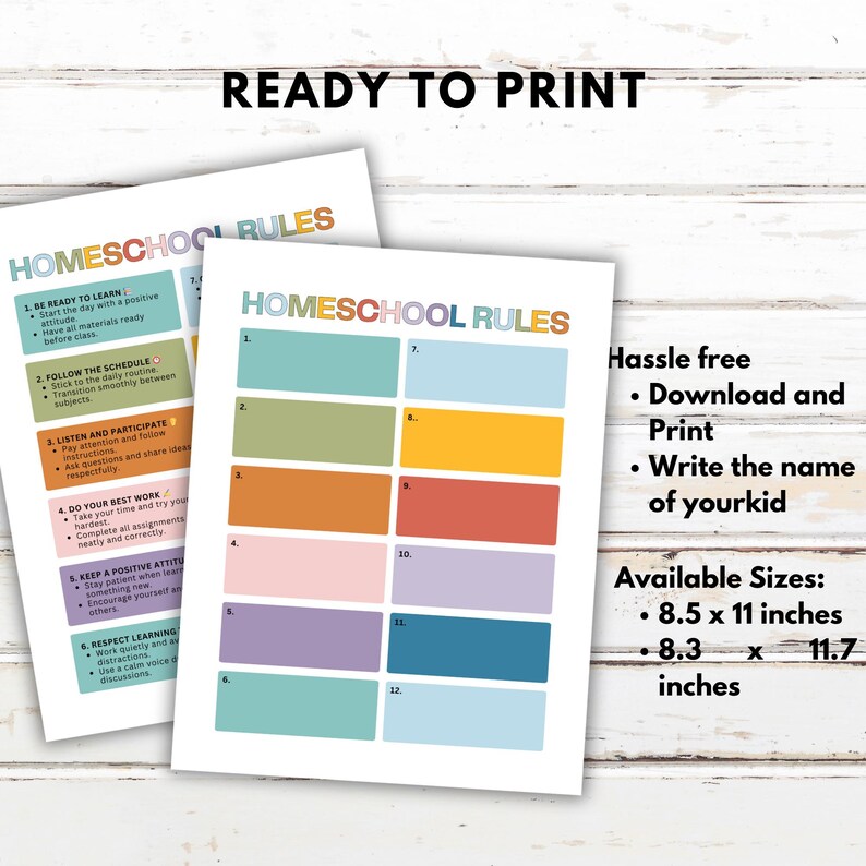 Homeschool Rules Poster: Kids Behavior Chart, Classroom Decor (canva ...