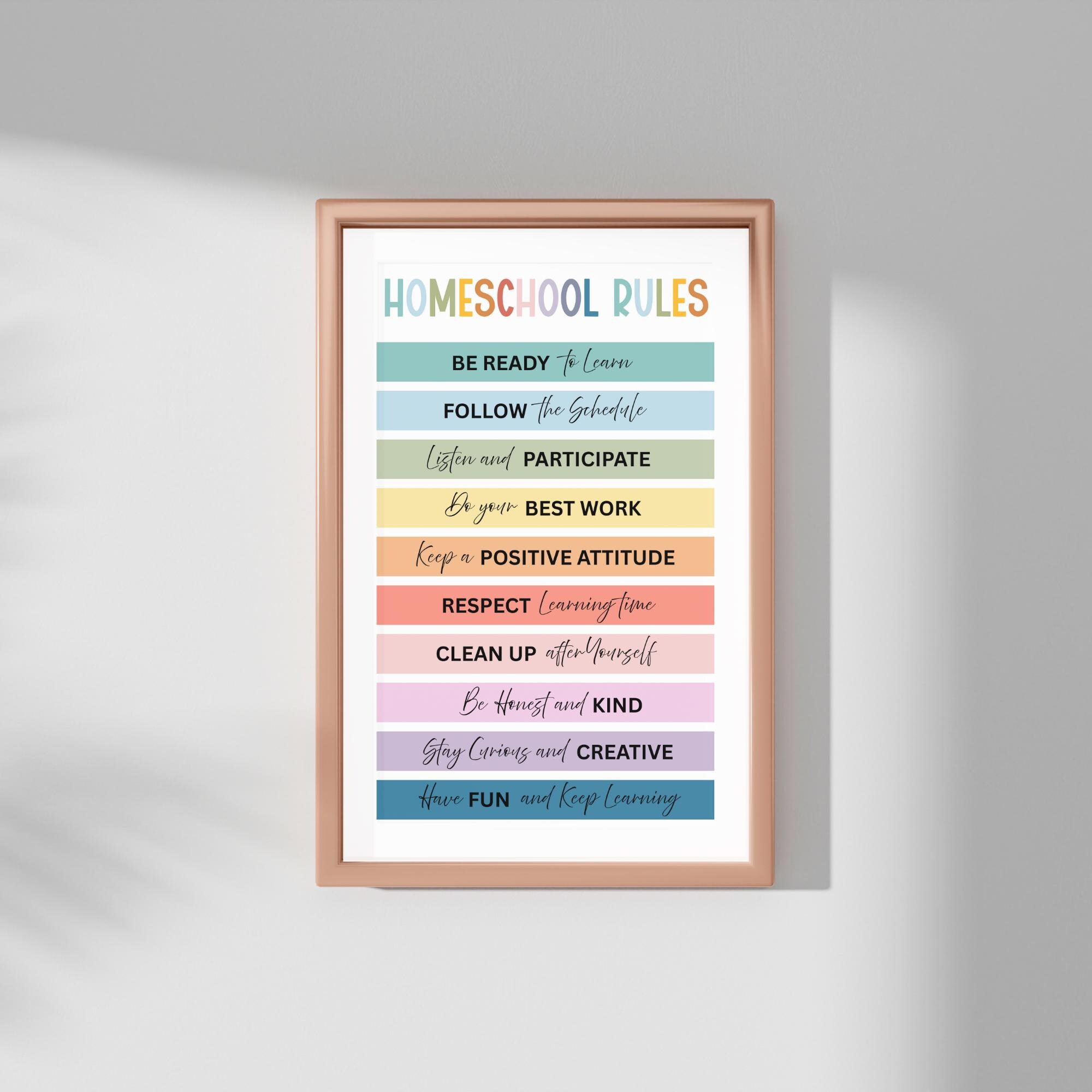 Printable Homeschool Rules Poster, Homeschool Rules for Kids ...