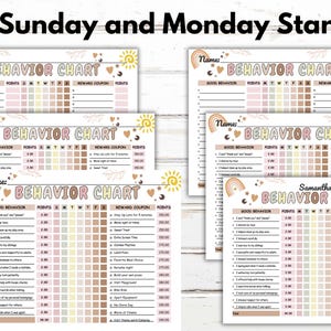 Behavior Reward Chart, Good Behavior Chart for Kids, Behavior Tracker ...