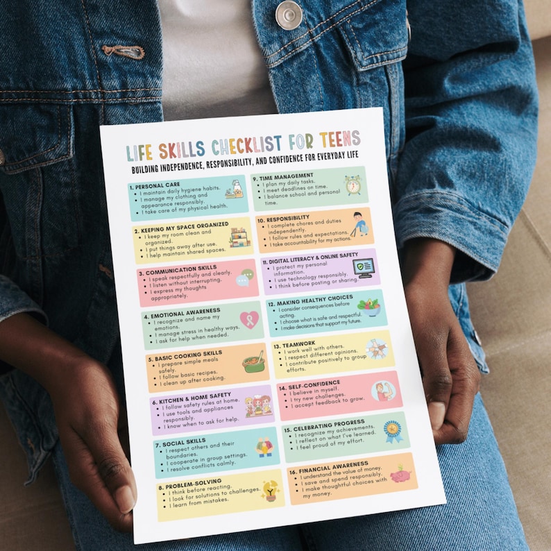 Editable Life Skills Checklist Chart for Teens, Teen Responsibility ...