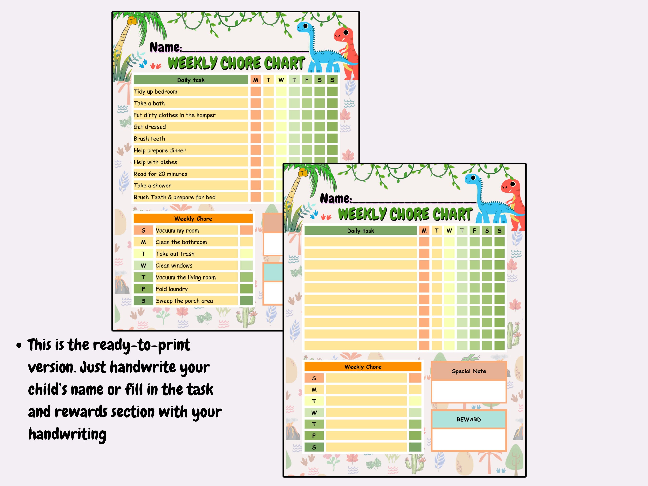Kids Task Chart Printable Kids Chore Chart Editable Chore Chart for ...