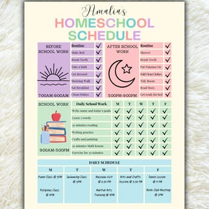 Editable Homeschool Schedule, Kids Homeschool Planner for Kids ...