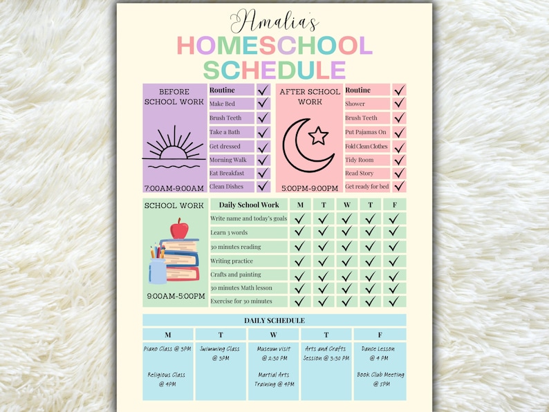 Editable Homeschool Schedule, Kids Homeschool Planner for Kids ...