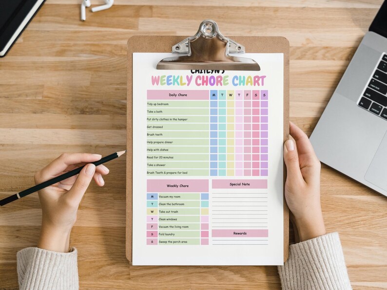 Editable Kids Weekly Chore Chart, Kids Chore Checklist, Kids Task ...