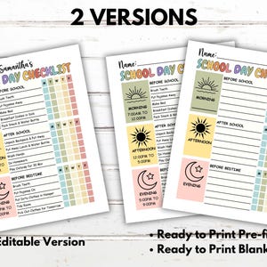 Daily Checklist for Kids, School Day Routine, Kids Before Schoolday ...