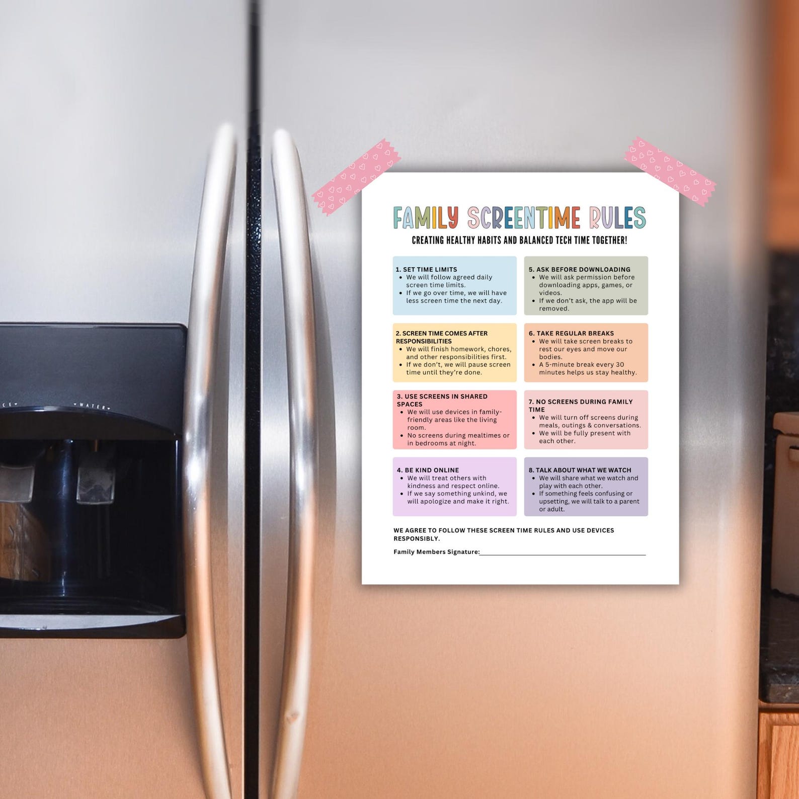 Editable Family Screen Time Rules, Tech and Device Rules for Kids ...