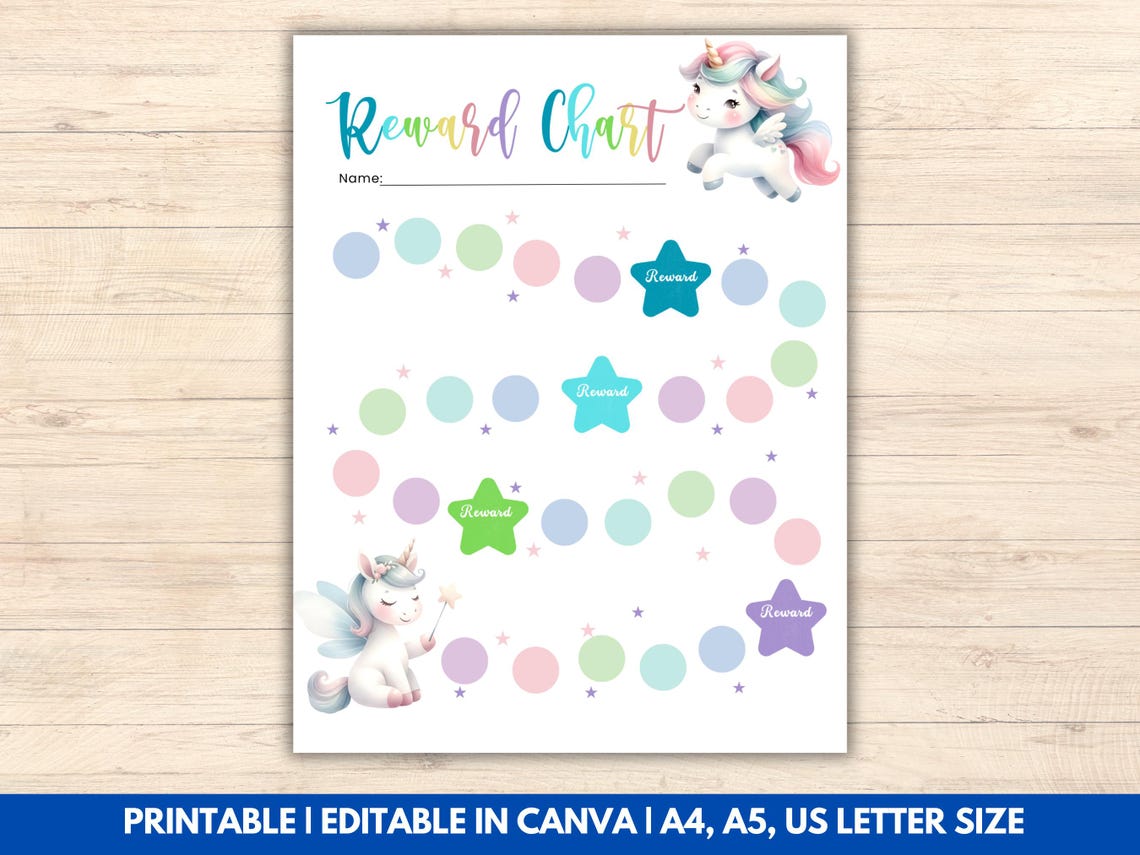 Printable Kids Reward Chart: Potty Training, Behavior Tracker (digital ...