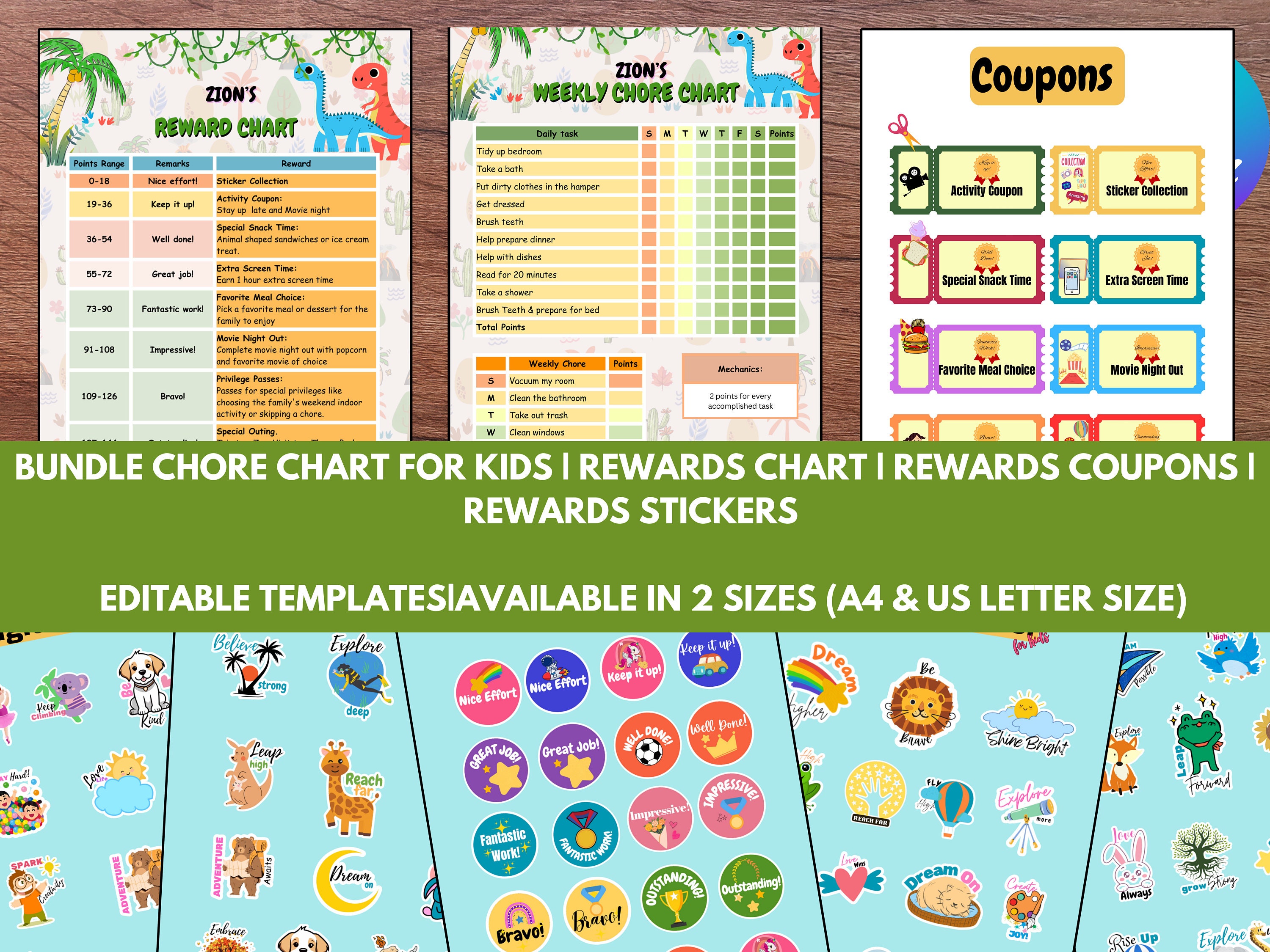 Kids Chorechart Bundle Responsibility Chart, Weekly Chore Chart ...