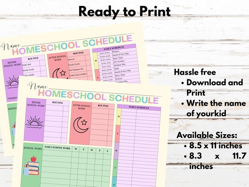 Kids Homeschool Schedule, Kids Homeschool Planner, Homeschool Checklist ...