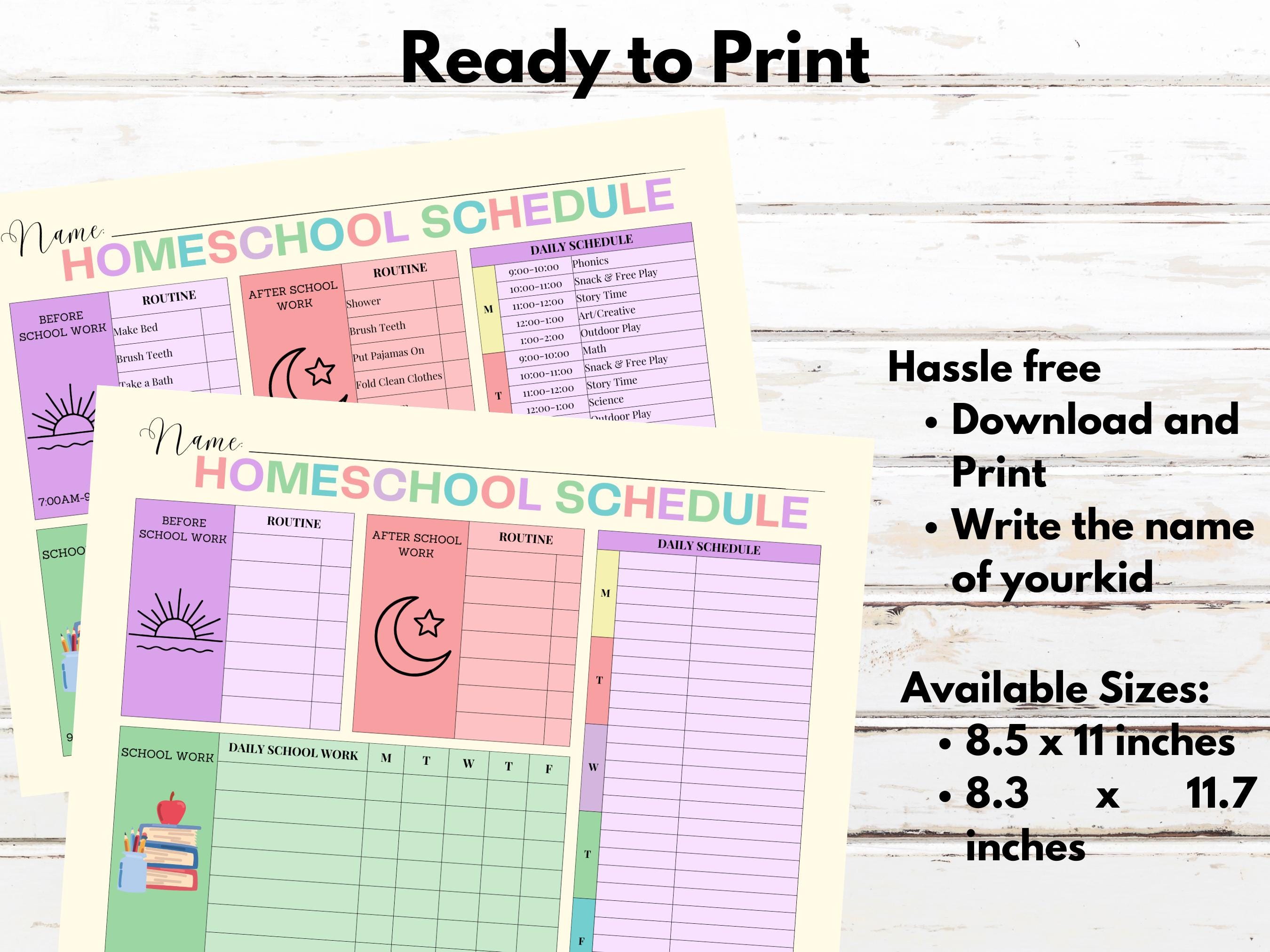 Homeschool Schedule, Homeschool Planner for Kids, Homeschool Checklist ...