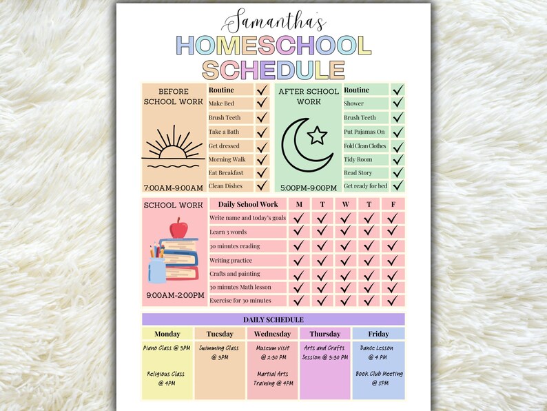 Editable Homeschool Schedule, Homeschool Schedule for Kids, Homeschool ...