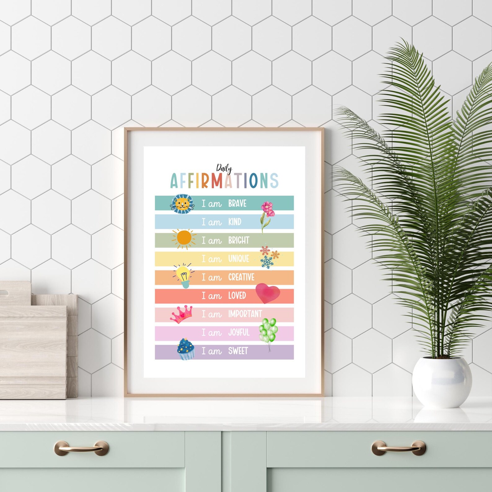 Kids Daily Affirmation Poster, Positive Affirmations Wall Art ...