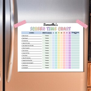 Editable Screentime Chart for Kids, Kids Screentime Tracker, Kids ...