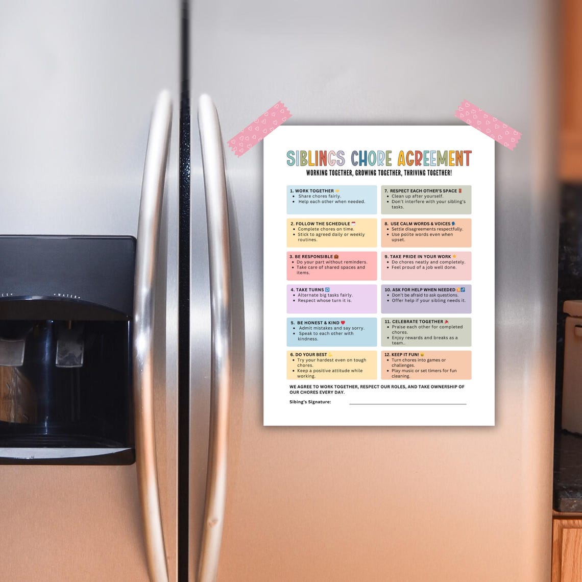 Editable Sibling Chore Checklist, Sibling Accountability, Kids ...